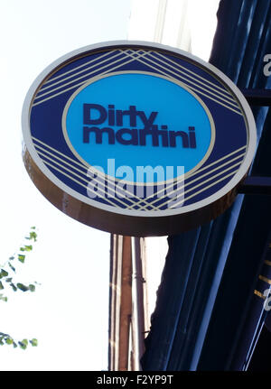 Sign for a Dirty Martini cocktail bar in the City of London Stock Photo ...