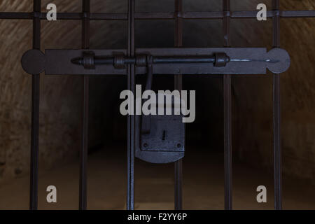Lock and door of a prison cell at a medieval prison Stock Photo ...