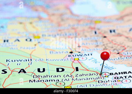 Dhahran pinned on a map of Saudi Arabia Stock Photo - Alamy