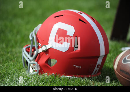 Yale football helmet taken during a game between the Yale Bulldogs and ...
