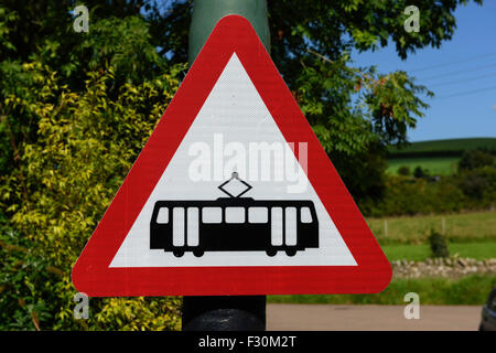 beware of tram sign Stock Photo - Alamy