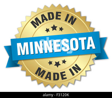 made in Minnesota gold badge with red ribbon Stock Photo - Alamy
