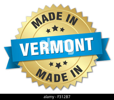 made in Vermont gold badge with red ribbon Stock Photo - Alamy
