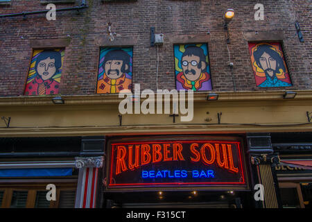 The Rubber Soul, a Beatles themed bar in Mathew St Liverpool UK Stock ...