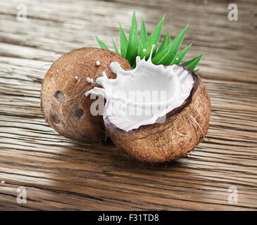 coconut on table Stock Photo - Alamy