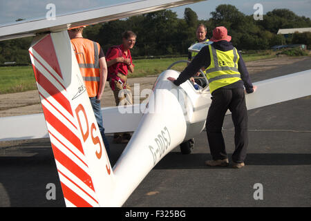 Gliding glider a Grob G103 Twin Astir two seat training glider prepares ...