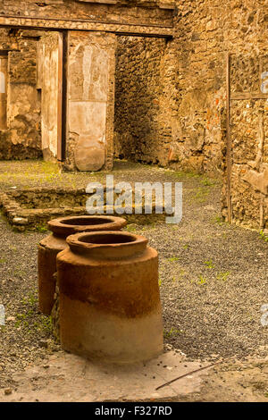 Roman pots in storage, Pompeii, Nr. Naples, Campania, Italy, Europe ...