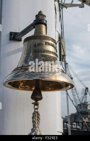 USS Constitution ships bell on the Freedom Trail, Charlestown Navy Yard ...