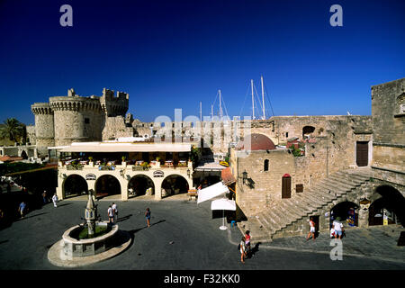 View of Hippocrates Square from elevated position in Rhodes Old Town ...