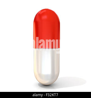 Red pill capsule isolated on white background, 3d rendering Stock Photo ...
