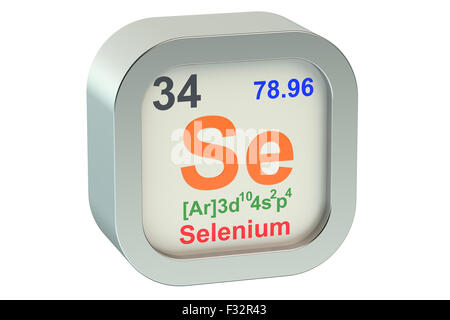 Selenium Se, chemical element sign. 3D rendering isolated on white ...