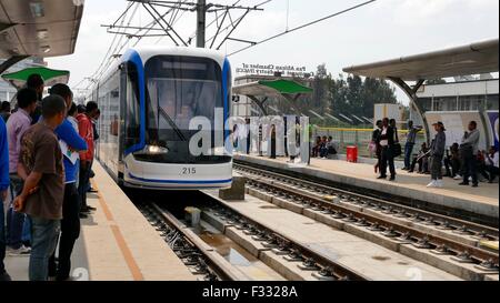 ETHIOPIA , Addis Ababa, LRT Light rail transport, green line, build by ...