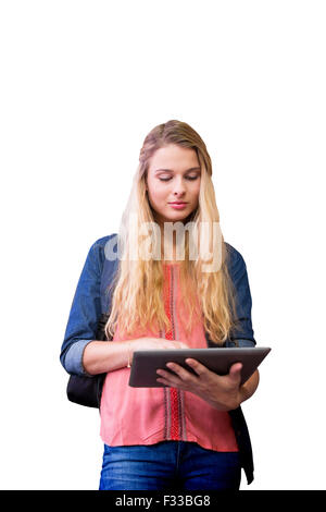 Composite image of student using tablet pc Stock Photo - Alamy