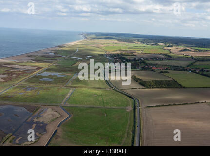 Aerial view of Salthouse Marshes looking east North Norfolk Stock Photo ...