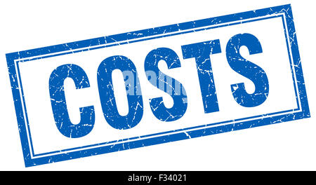 costs blue square grunge textured isolated stamp Stock Photo - Alamy