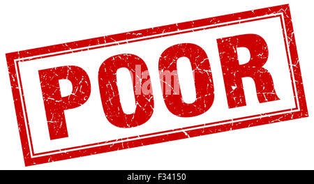 Poor red square grungy stamp isolated on white background Stock Photo ...