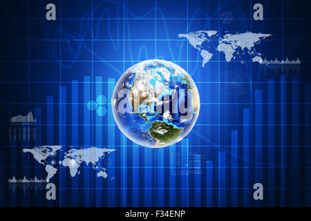Earth globe with graphical charts Stock Photo - Alamy