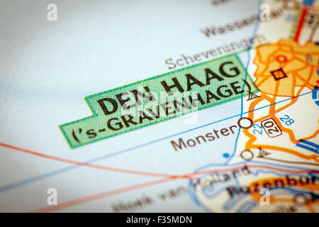 Map Photography: Den Haag City on a Road Map Stock Photo - Alamy