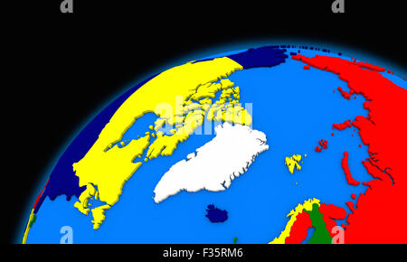 Arctic region political map with countries, capitals, national borders ...
