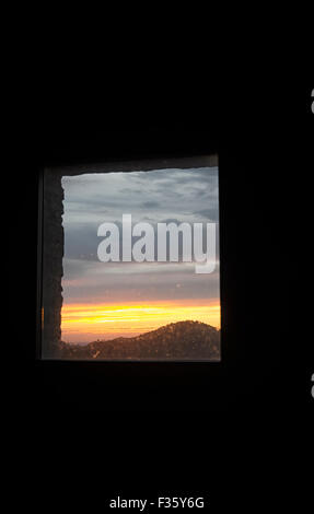 Sunup view from a window in a park Stock Photo - Alamy
