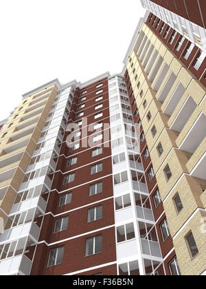 3d rendering of modern multi-storey residential building isolated on ...