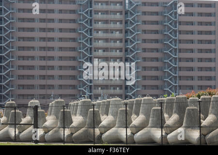 barrier concrete cement block tetrapod industrial depth of field Stock ...