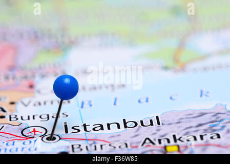 Istanbul pinned on a map of Asia Stock Photo - Alamy