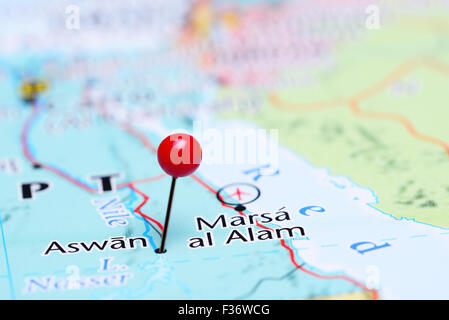 Aswan, Egypt pin on map. Asuan Stock Photo - Alamy