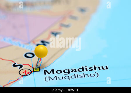 Mogadishu pinned on a map of Asia Stock Photo - Alamy