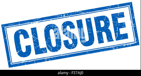 closure blue square grunge stamp on white Stock Photo - Alamy