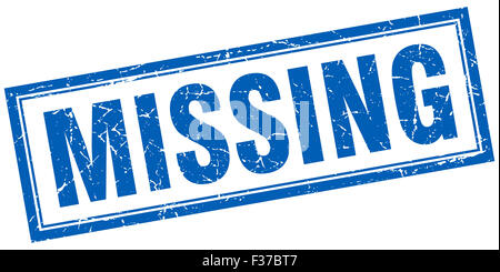 missing blue grungy stamp on white background Stock Photo: 76022154 - Alamy