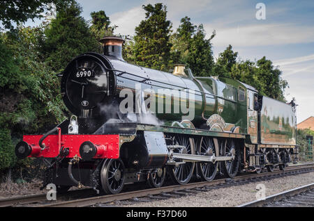 Hall class 4-6-0 Witherslack Hall steam train heading through the snowy ...