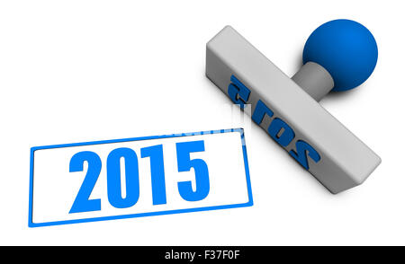 2015 Stamp or Chop on Paper Concept in 3d Stock Photo - Alamy