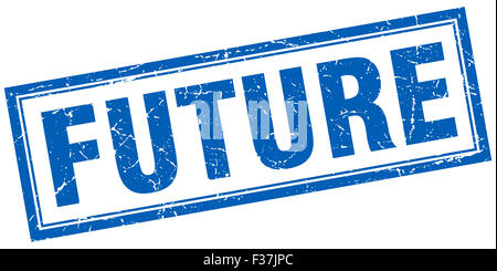Future blue square grungy stamp isolated on white background Stock ...