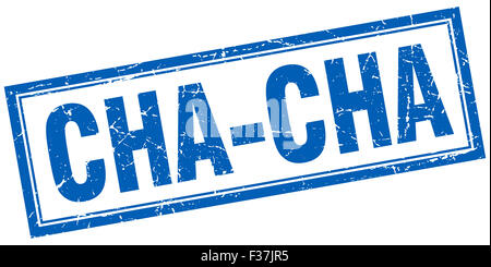 cha-cha blue square grunge stamp on white Stock Photo - Alamy