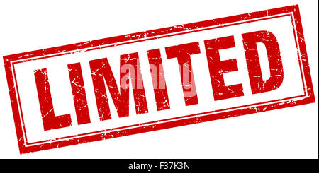 limited red square grunge stamp on white Stock Photo - Alamy
