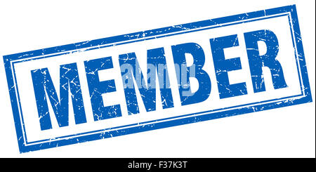 member blue square grunge stamp on white Stock Photo - Alamy