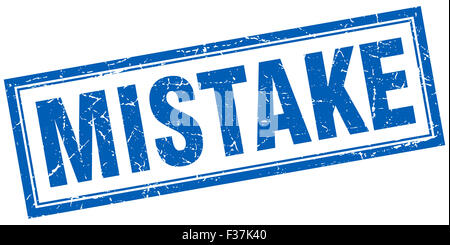 mistake blue square vintage grunge isolated sign Stock Photo - Alamy
