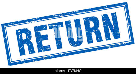return blue square grunge stamp on white Stock Photo - Alamy