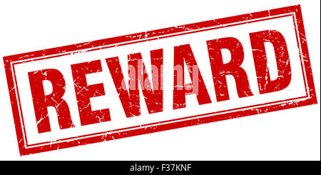reward red square grunge stamp on white Stock Photo - Alamy