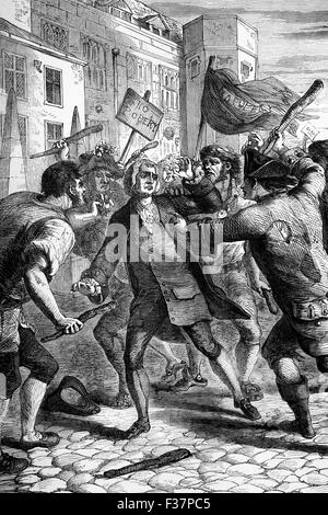 Black and White Illustration; Rioting in Belfast following defeat of ...