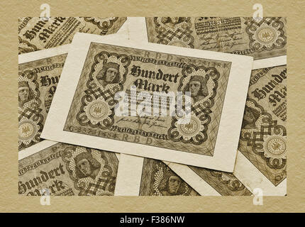 Detail photo of some old German bills of August 4th 1922 about the ...