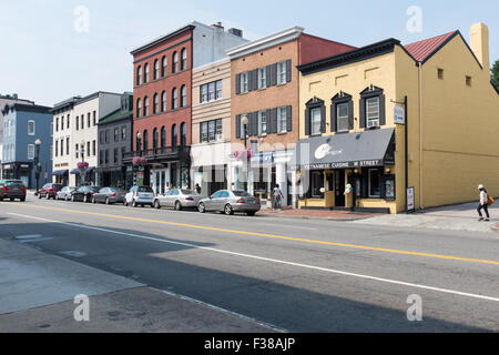 Shops and restaurants on M Street NW in Georgetown, Washington DC Stock ...