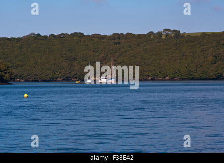 River Fal, Cornwall, England, UK. 2022. Harbour masters launch at speed ...