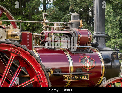 Detail of a Marshall steam traction engine EYNSHAM HALL showing name ...