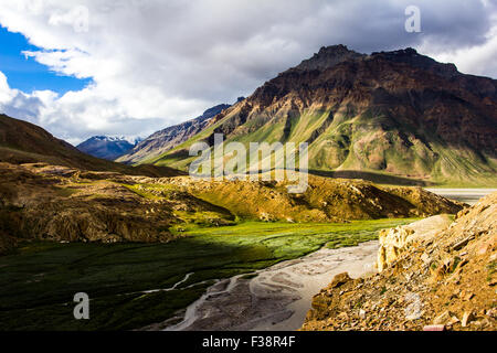 India, Himachal Pradesh, Lahaul Valley, Sissu village, agricultural ...