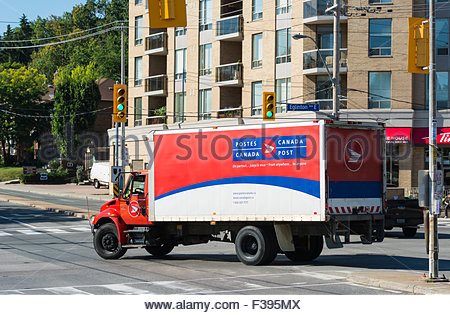 Canadian Postal delivery - Red white and blue van delivering mail for ...