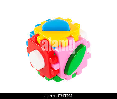 Childrens plastic shape sorter educational toy, isolated on white with ...