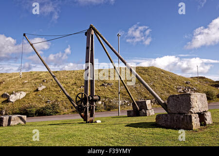 Lifting equipment at Stone quarry at Portland Bill, Dorset, UK Stock ...