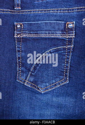pocket of blue shabby jeans with stitching Stock Photo - Alamy